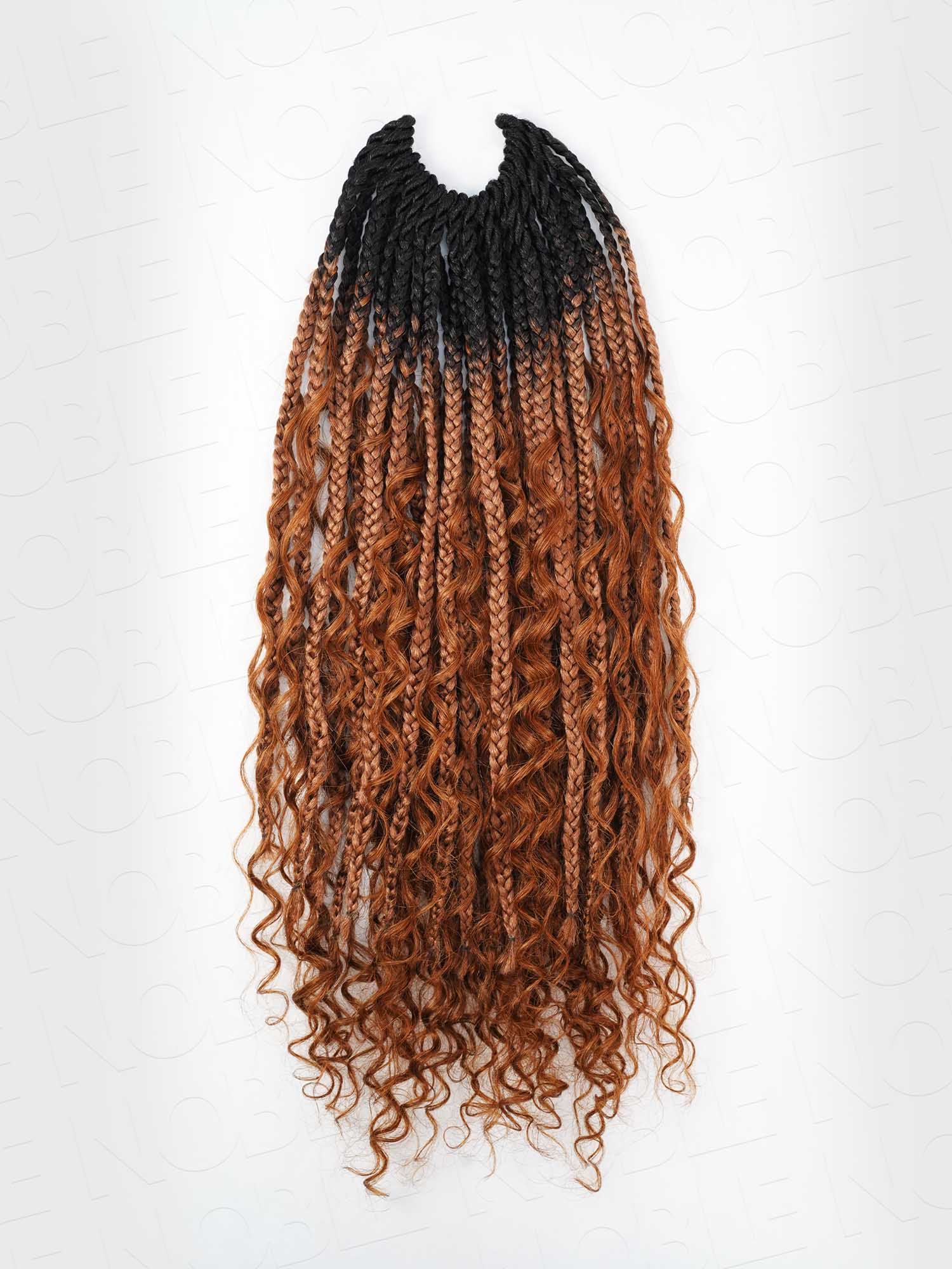 Noble Pre-looped Ombre #1B/30 Crochet Boho Box Braids With Human Hair ...