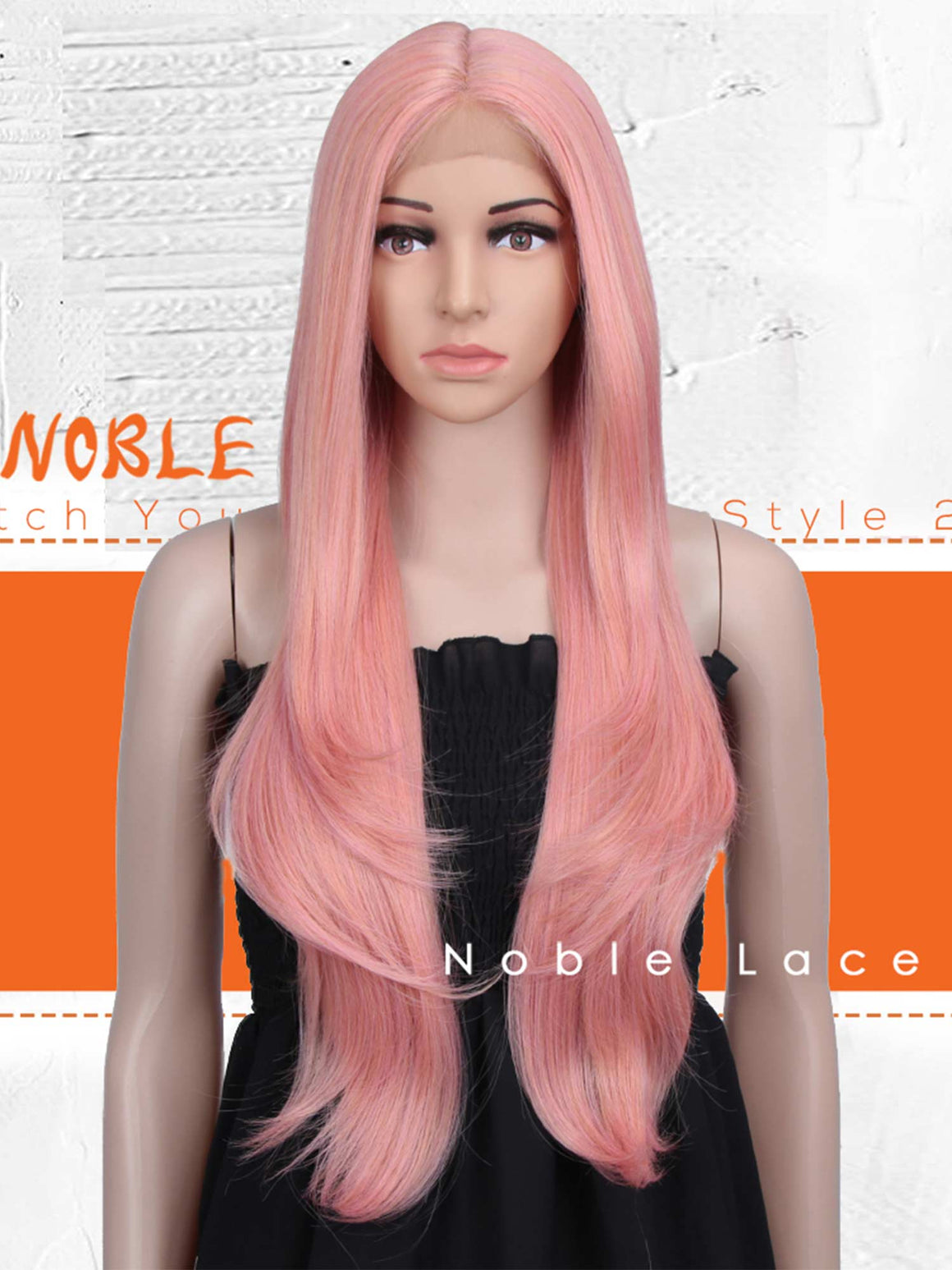 Noble 31 Inch long straight Cherry Blossom Pink Wig Synthetic Wig ...